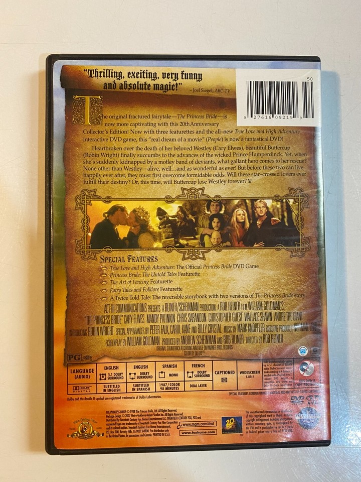 The Princess Bride 20th Anniversary Collectors Edition (DVD 2007 ...