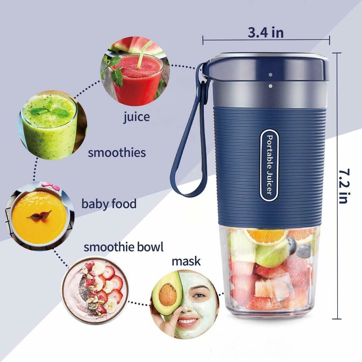 USB Power Portable Eletric Machine Fruit Smoothie Juicer Blender Bottle ...