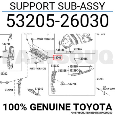5320526030 Genuine Toyota SUPPORT SUB-ASSY 53205-26030 | eBay