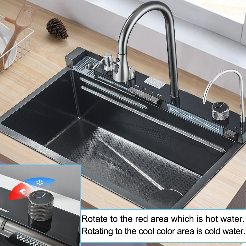 Flying Rain Stainless Steel Waterfall Kitchen Sink Pull Down Faucet ...