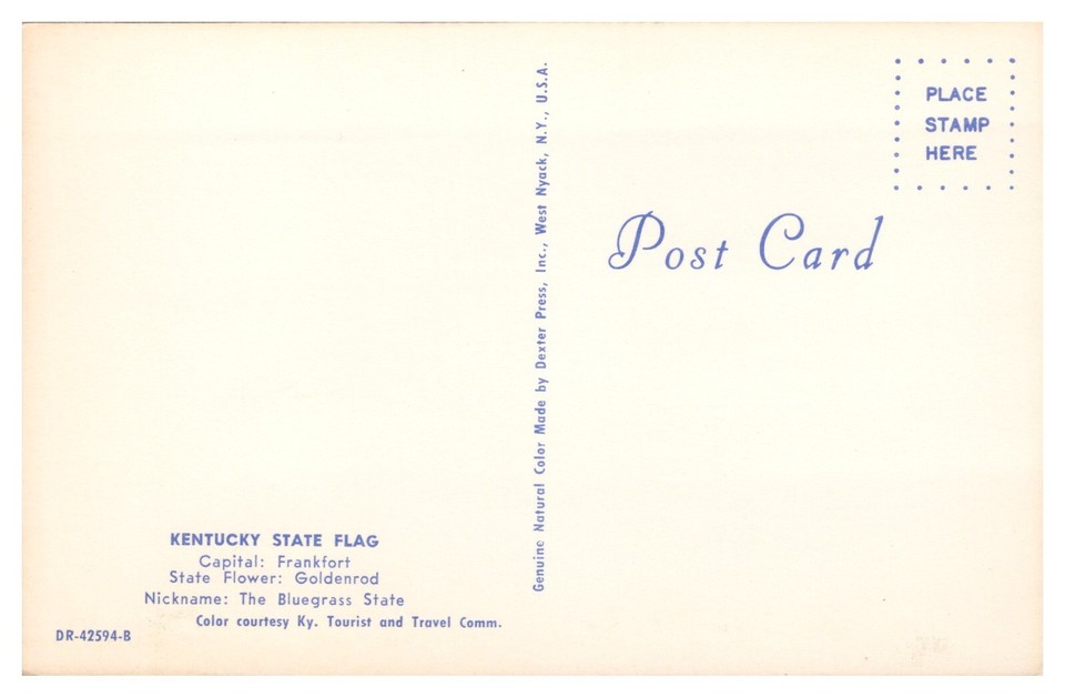 Vintage Kentucky State Flag Postcard Frankfort Golden Rod Bluegrass ...