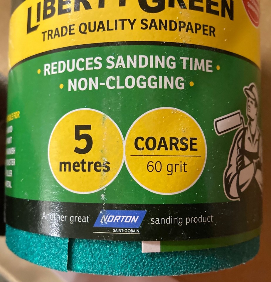 Oakey Liberty DIY Decorating Green Sandpaper Roll 5m Choose Grit | eBay UK