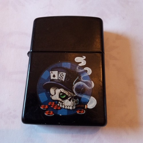 ZIPPO AMERICAN HARDCORE SKULL POKER TOP HAT CIGAR CIGARETTE LIGHTER MADE IN USA | eBay