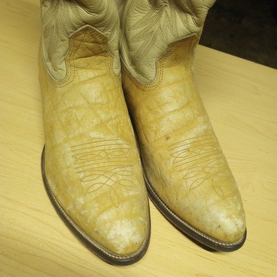 Nocona Cape Buffalo Cowboy Boots Mens size 12.D Tan Exotic Leather ...