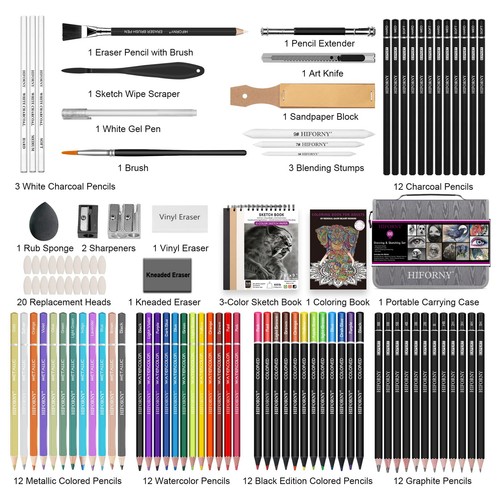 100 PCS Drawing & Sketching Set, Professional Art Supplies with ...