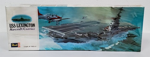 H-558 VINTAGE 1975 REVELL MODEL KIT OF THE USS LEXINGTON AIRCRAFT ...
