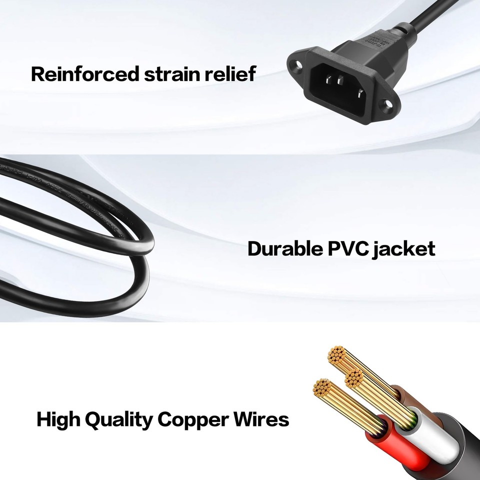 JSADZKJ 90 Degree C13 to C14 Panel Mount Power Cable Left Angle C13 ...