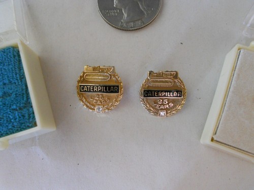 Two 25-Year Caterpillar Service Pins Diamonds One 14K 3.1 Grams | eBay