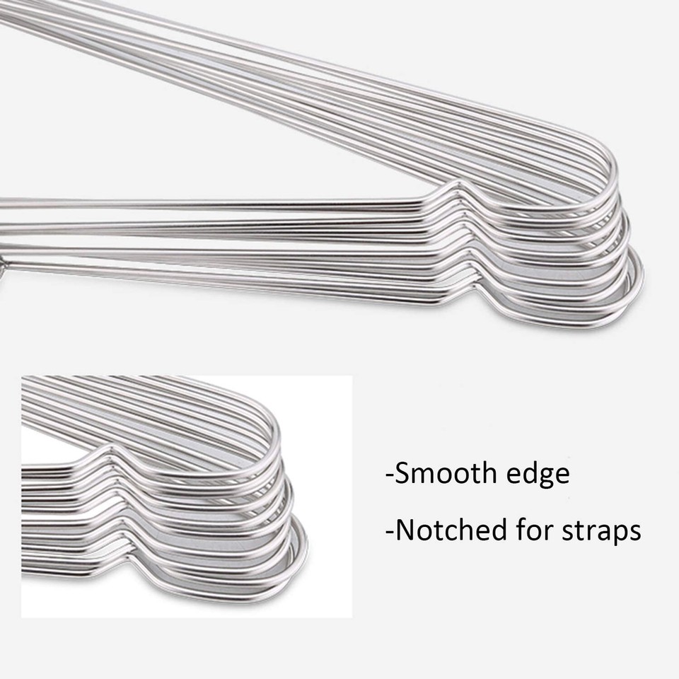 50 Pcs Wire Coat Hangers Stainless Steel Heavy Duty Metal Clothes Suit ...