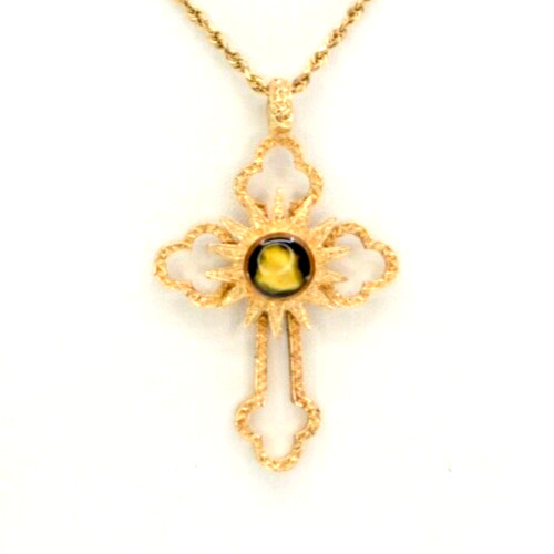 14k Bethlehem Nativity Stone Relic Cross Pendant & Ro… - Gem