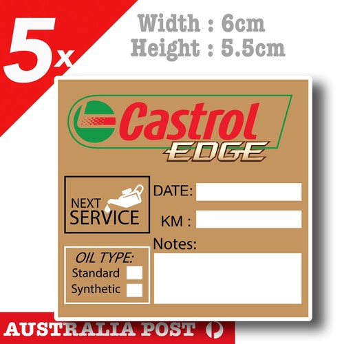 CASTROL EDGE Oil Change Service Reminder x5 Black , Cars Vans Stickers ...