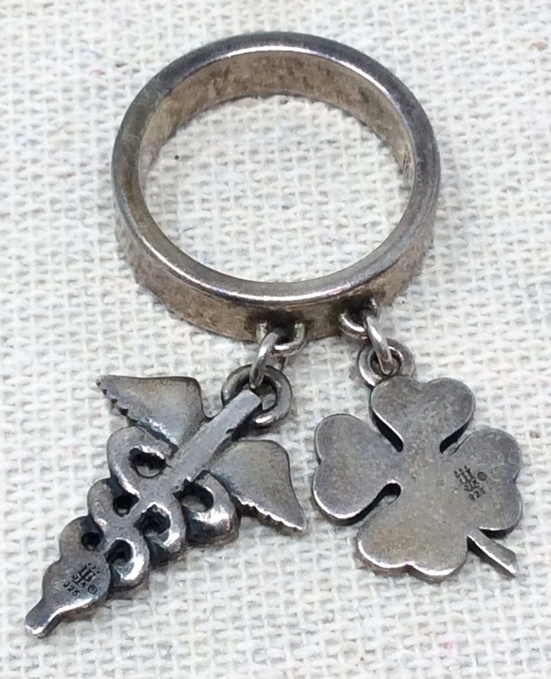 James Avery Sterling Silver 925 Dangle Charm Ring Good Health Sz. 5 1/2 ...