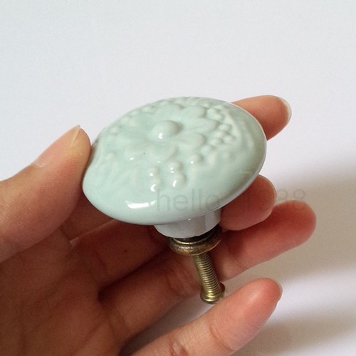 Ceramic Cameo Bas-relief Cabinet Knob Handle Antique Drawer Pull Rural ...