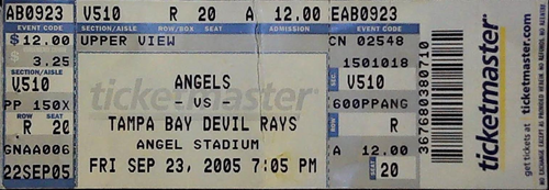 Huff Erstad HR Devil Rays Angels Tropicana Field MLB Full Ticket Stub 9 ...