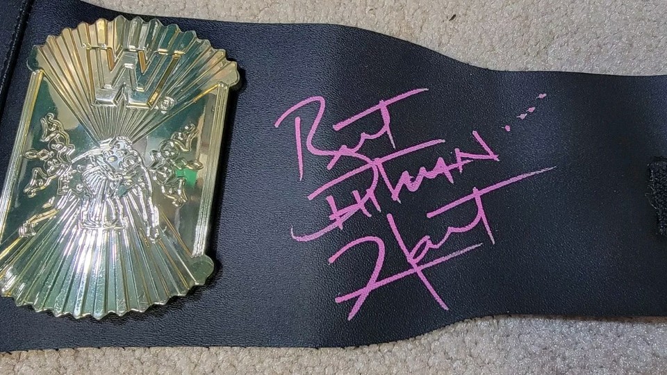 Signed Bret Hitman Hart Autograph Auto Winged Eagle Wrestling Belt Wwe ...