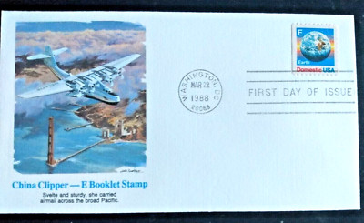 AVIATION CHINA CLIPPER PLANE E STAMP FLEETWOOD CACHET FDC 1988 GOLDEN ...