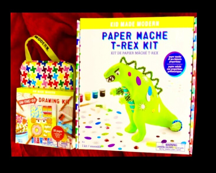 kid made Modern paper mache 10” t rex kit & 8” on the go drawing kit ...