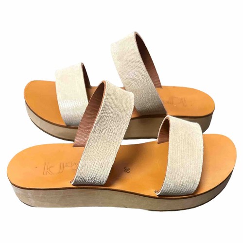 K.Jacques Saint-Tropez Leather Wood Sibel Platform Slide Sandal Size 39 ...