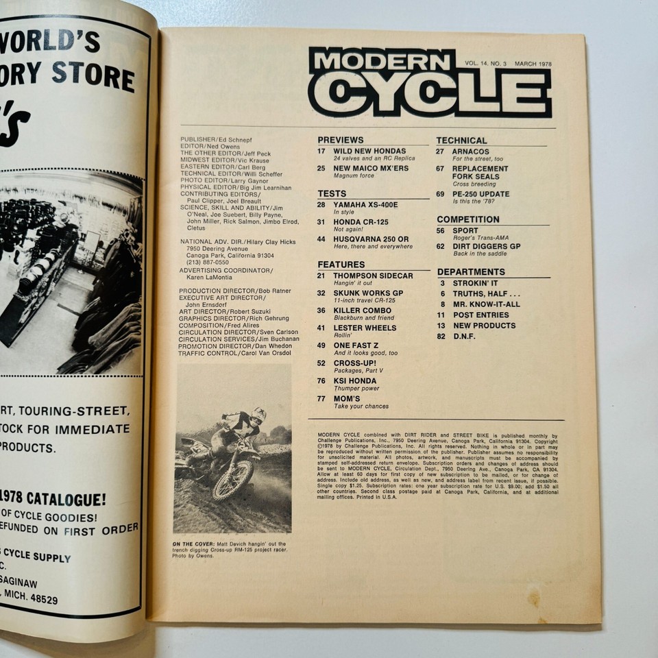 Modern Cycle Motorcycle Magazine Vol 14 No 3 March 1978 | eBay