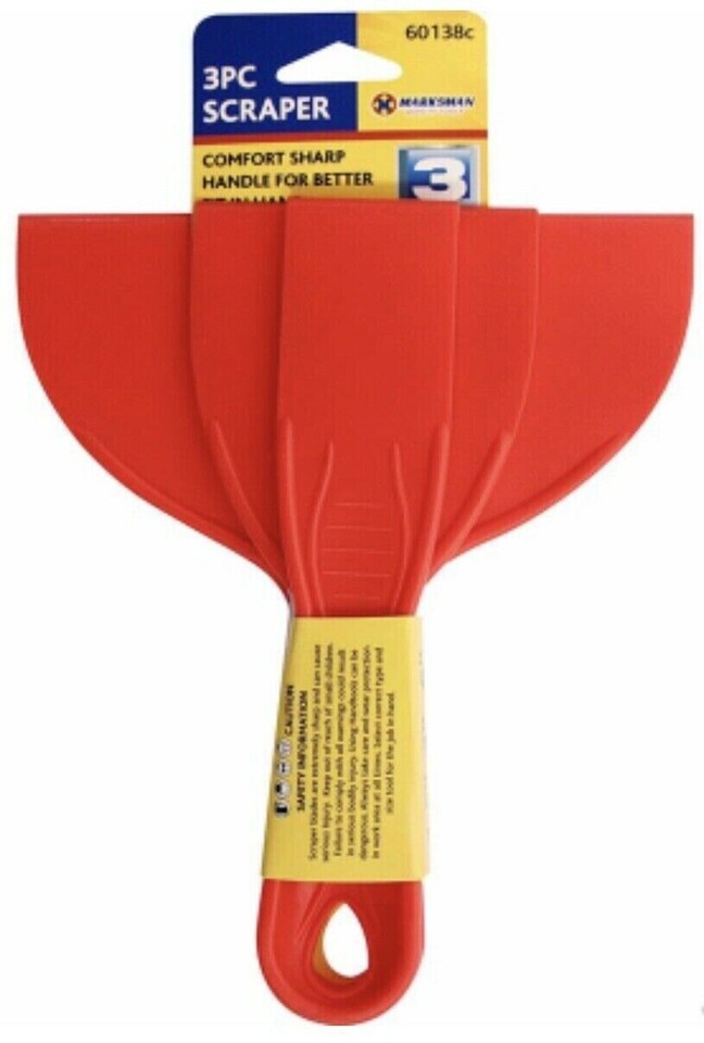 Original 3pc Plastic Scraper Set Spatula Putty Knife Spreader Filler ...