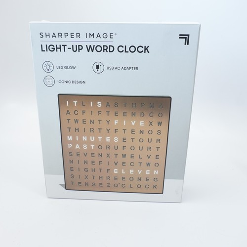 New Sharper Image Light Electronic Word Clock Rose Gold LED Modern ...