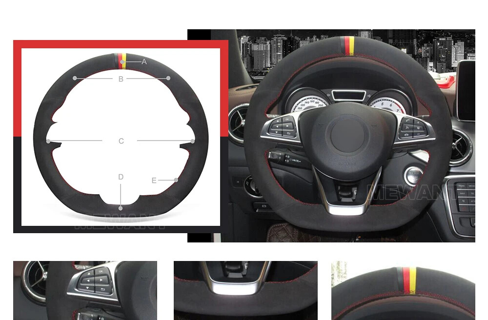 Alcantara Steering Wheel Covers Wrap for Mercedes Benz W176 W246 W205 ...