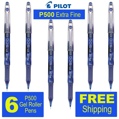 Pilot P500 Extra Fine 38601, Blue Ink, 0.5mm Precise Gel Roller Pen, 6 ...