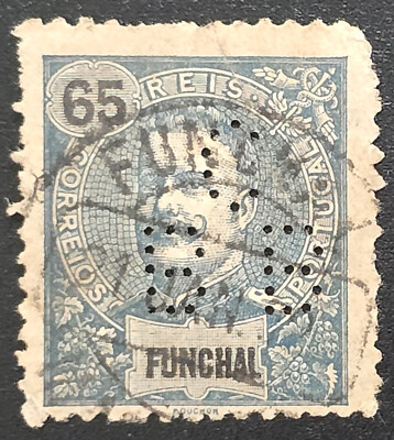 Funchal - 34 King Carlos "1897 Slate Blue" - BBC PERFIN - Stamp | eBay