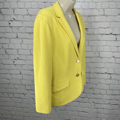 Talbots Yellow 100% Cotton 2 Gold Button Vented Notch Blazer Jacket ...