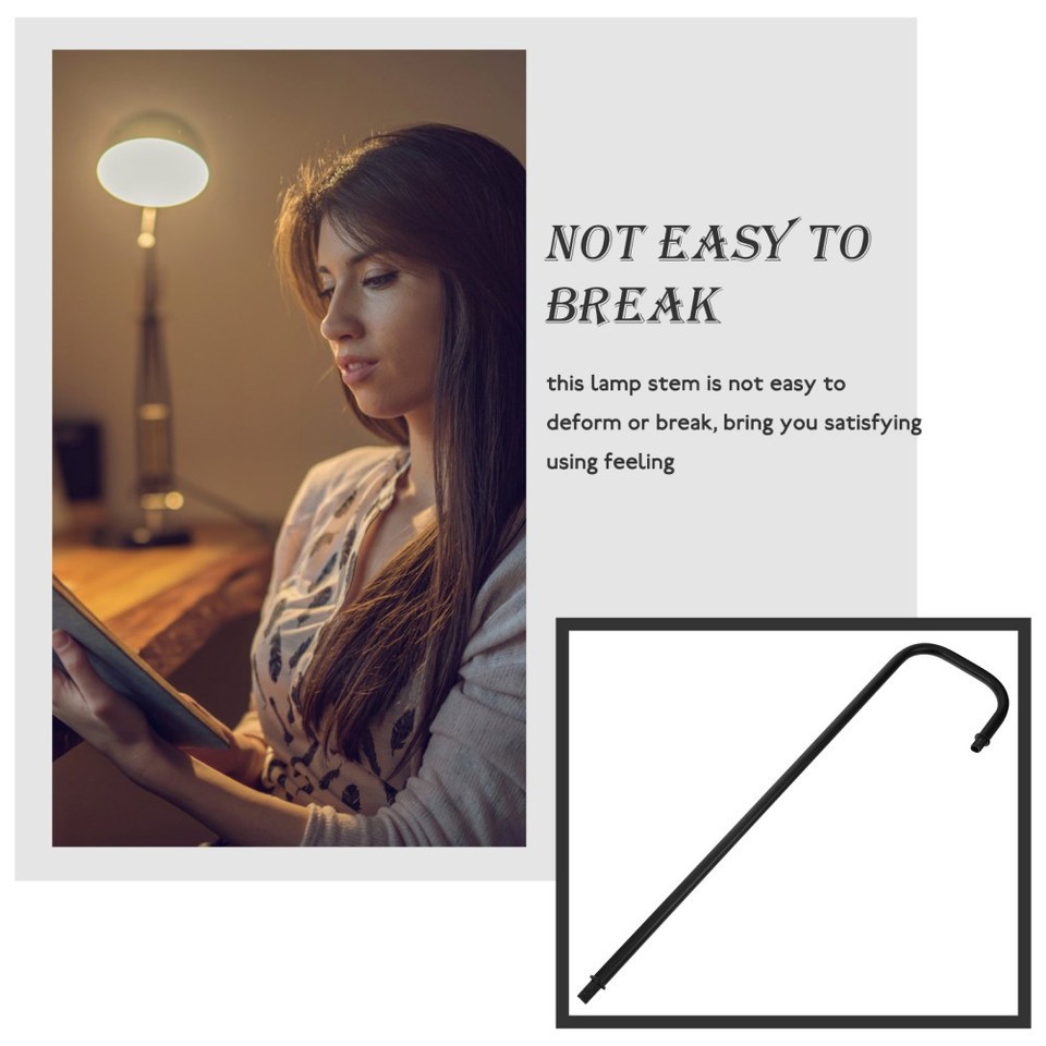 Threaded Lamp Stem Desk Lighting Fixture Stem Curved Lamp Down Rod for ...