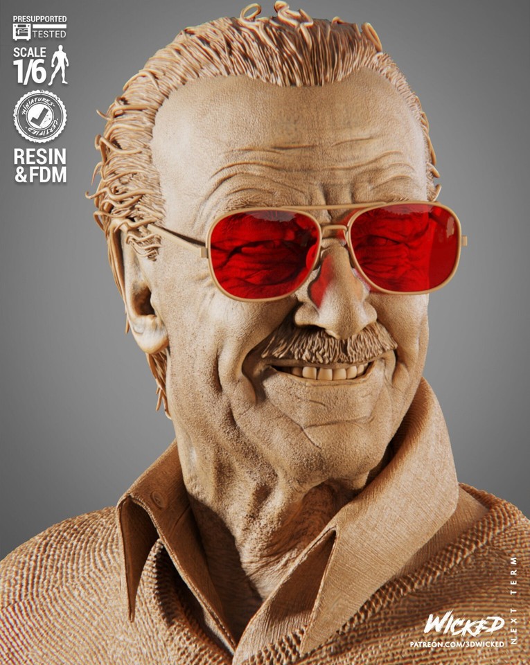 Stan Lee Fan Art Statue 1/6 Scale, Painted or Unpainted - Made to Order ...