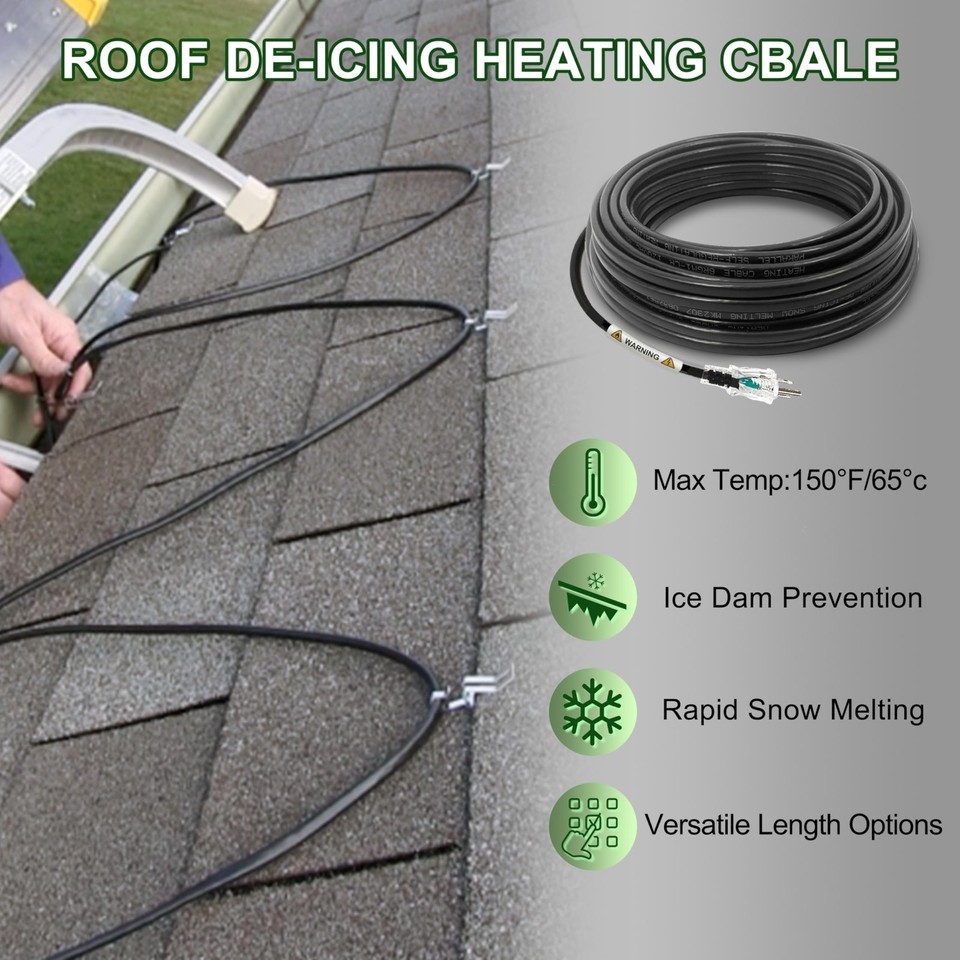 Winter Gutter Heat Cable - Prevents Ice Dams & Frozen Gutters | eBay