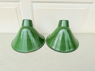 Vintage Green Porcelain Angled Gas Station Barn Light Shades Enamel Lot ...