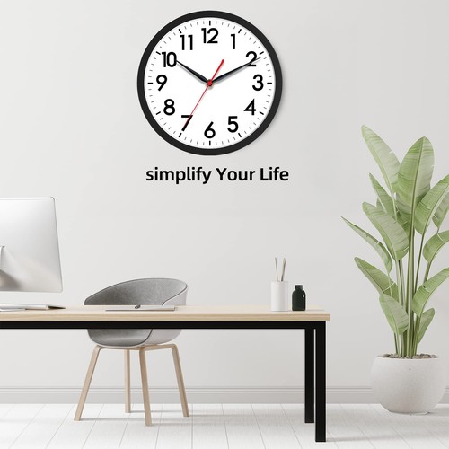 Wall Clock 10 Inch Silent Non-Ticking Modern Clocks Battery Operated ...