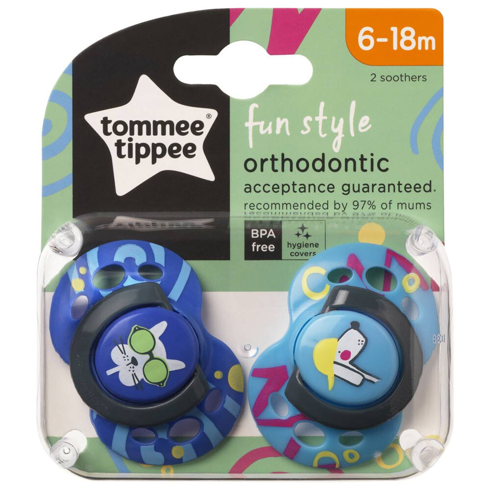 Tommee Tippee Orthodontic Soothers Fun Style 6-18 Months Pacifier ...