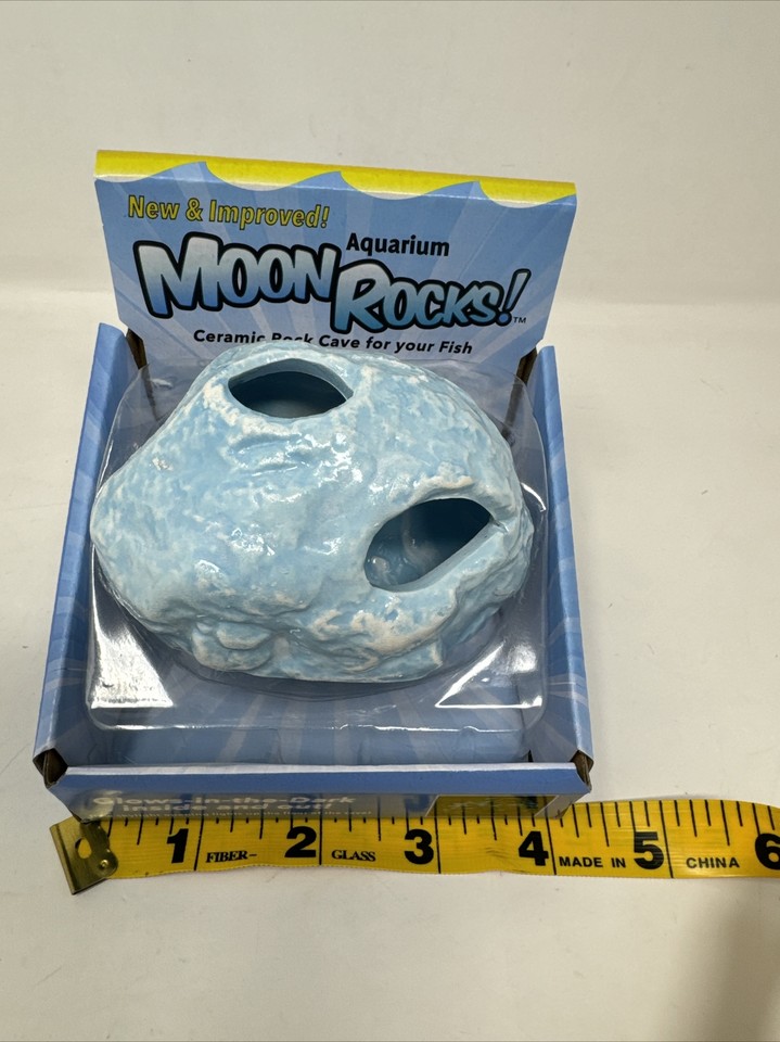 Aquarium Rock Cave Moon Rock Glow-in-the-Dark Ceramic Fish Cave Blue ...