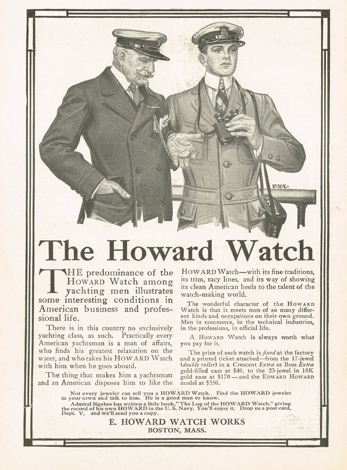 Antique Howard Watch Yacht Boating Leyendecker Art Print Ad | eBay