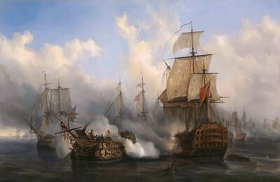 The Redoutable in the Battle of Trafalgar Painting by Auguste Mayer ...