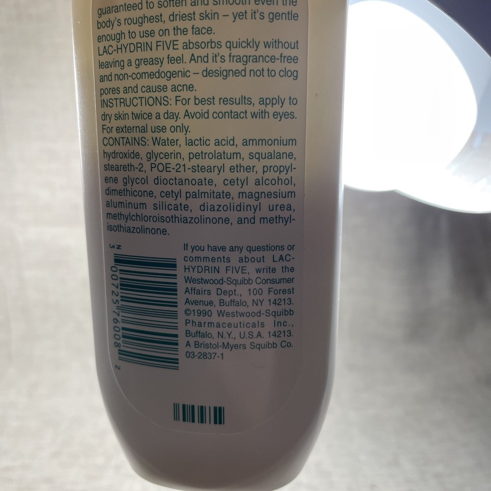 Lac-Hydrin Five Moisturizing Lotion 8 Ounce Bottle 50% Full 1990 ...