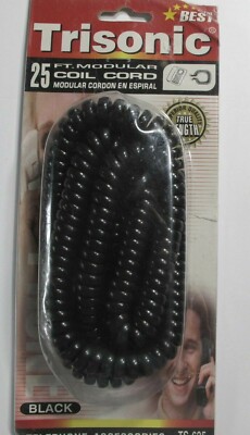 Trisonic 25 Ft. Modular Coil Phone Cord Black | eBay