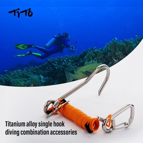 Titanium Reef Hook Scuba Diving Single Drift Hook w/ Telescopic Spring ...