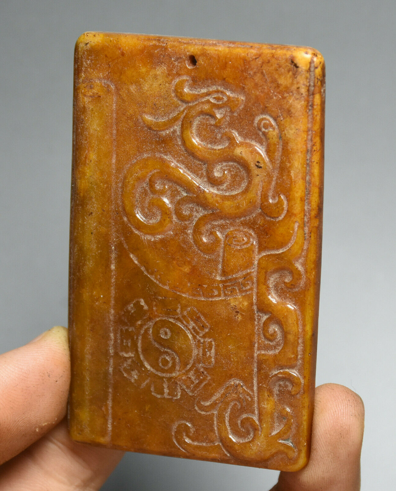8.5CM China Old Yellow Jade Carved Animal Phoenix Bird Gossip Amulet ...