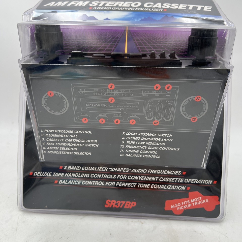 Sparkomatic AM FM Stereo Cassette Radio 3 Band Graphic Equalizer SR37 ...