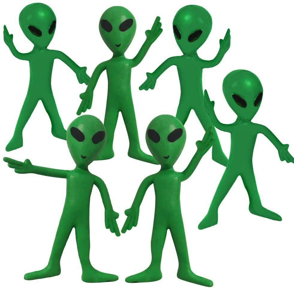 12 Bendable Green Alien Action Figure Outer Space Rubber Toys - Area 51 ...