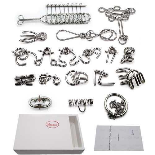 18 Sets Metal Brain Puzzles Teasers IQ Toys,Metal Puzzles Games for ...
