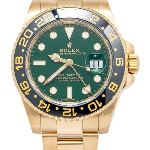 Rolex GMT-Master II 116718 Oyster 18k Yellow Gold Green Dial Auto Men ...