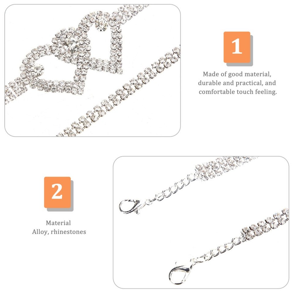 Rhinestone Anklet Miss Heart Bracelets Foot for Women Pendant Jewelry ...