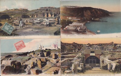 Lot de 4 cartes postales anciennes postcards TUNISIE TUNISIA CARTHAGE ...