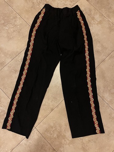 Black high waisted, pants trousers / Jazzy Gold Trim costume theatrical ...