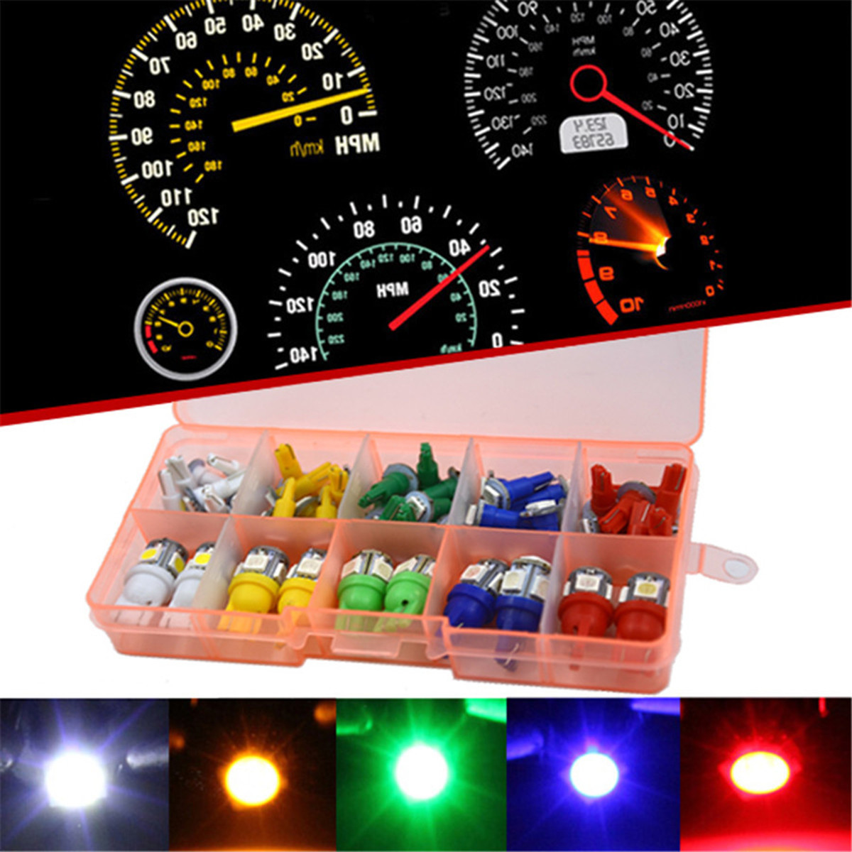 12V T5 T10 5050SMD Car Instrument Panel Light Bulb Clusters Dashboard ...